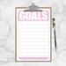 Printable Goals Checklist, Pink Full Page and Half Page, Daily Weekly ...