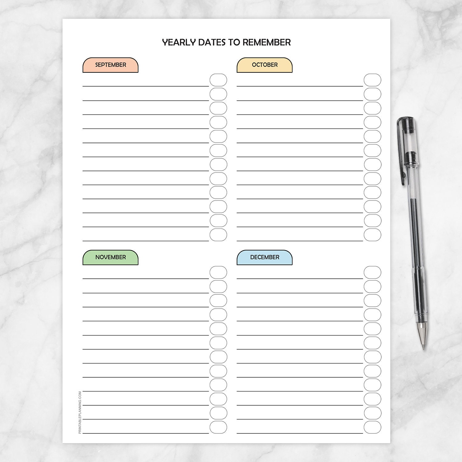 Printable Blank Rainbow Calendar, PDF BUNDLE With Yearly Dates to ...