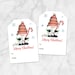 Printable Holiday Gnome Gift Tags, Cute Candy Cane Gnome Merry ...