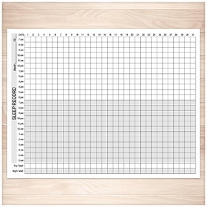 Printable 24-Hour Sleep Record monthly sleep tracking page | Etsy