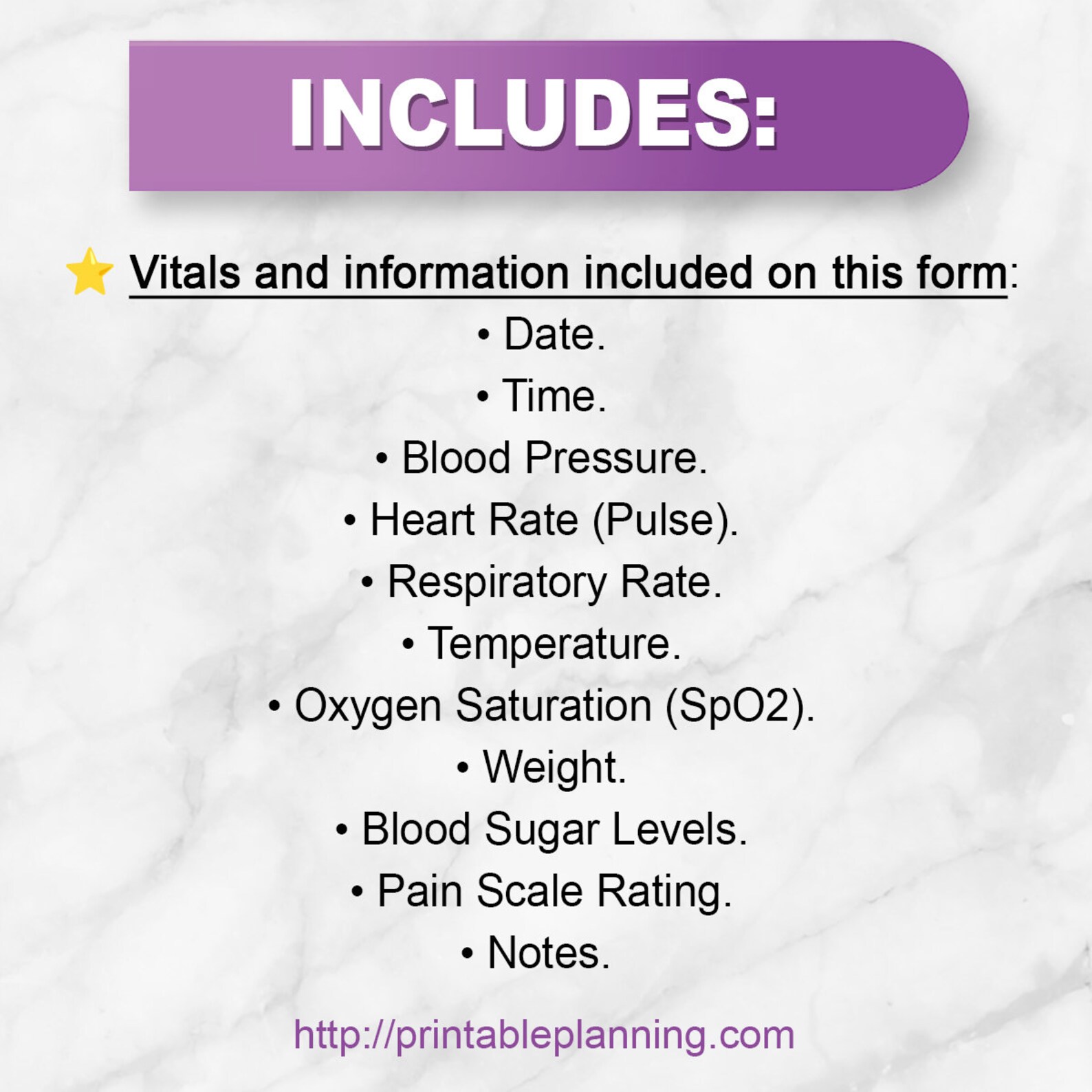 Printable Vitals Monitoring Form, Health Tracking for Unwell or Elderly ...