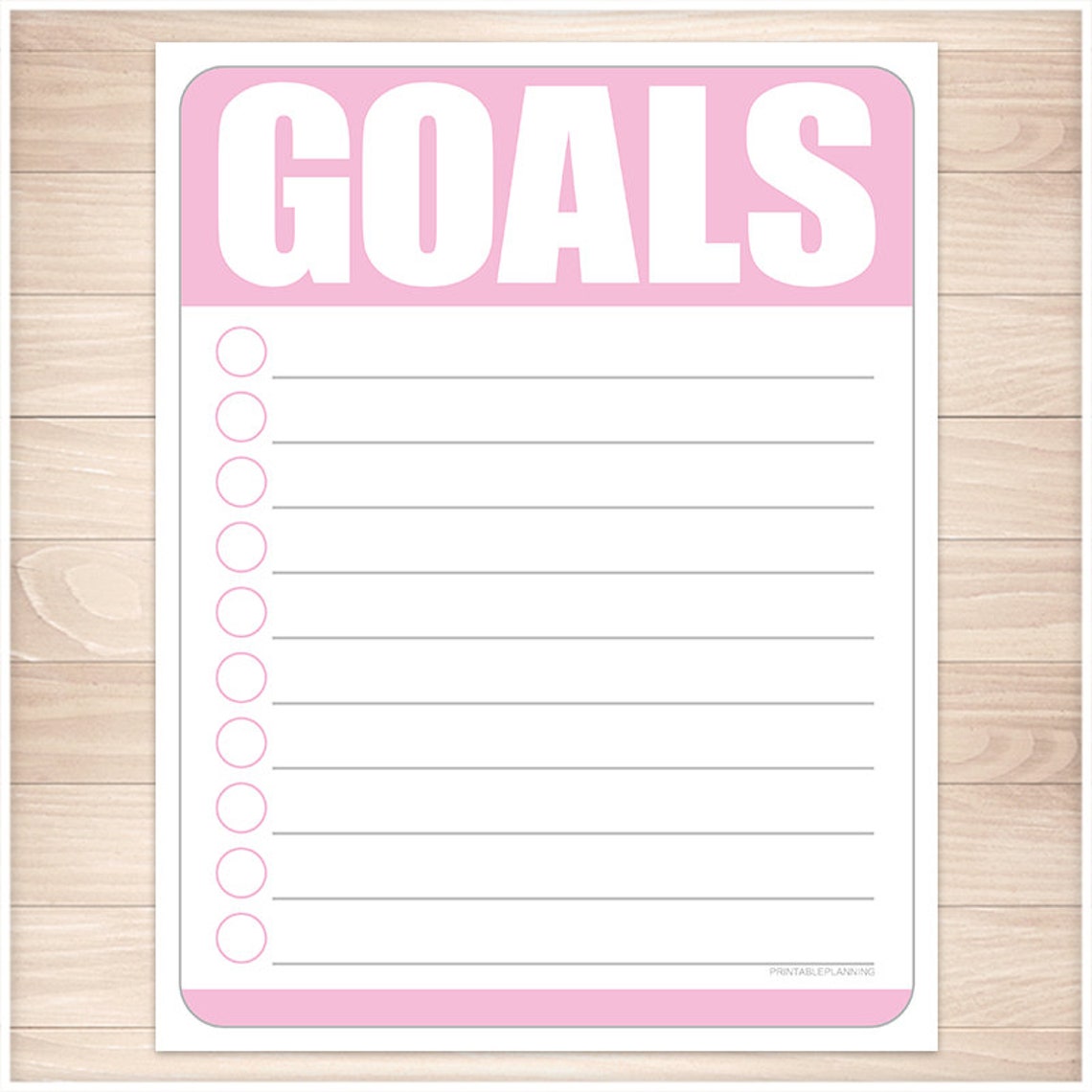 Printable Goals Checklist Pink Full Page and Half Page - Etsy