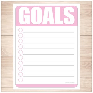 Printable Goals Checklist Pink Full Page and Half Page - Etsy