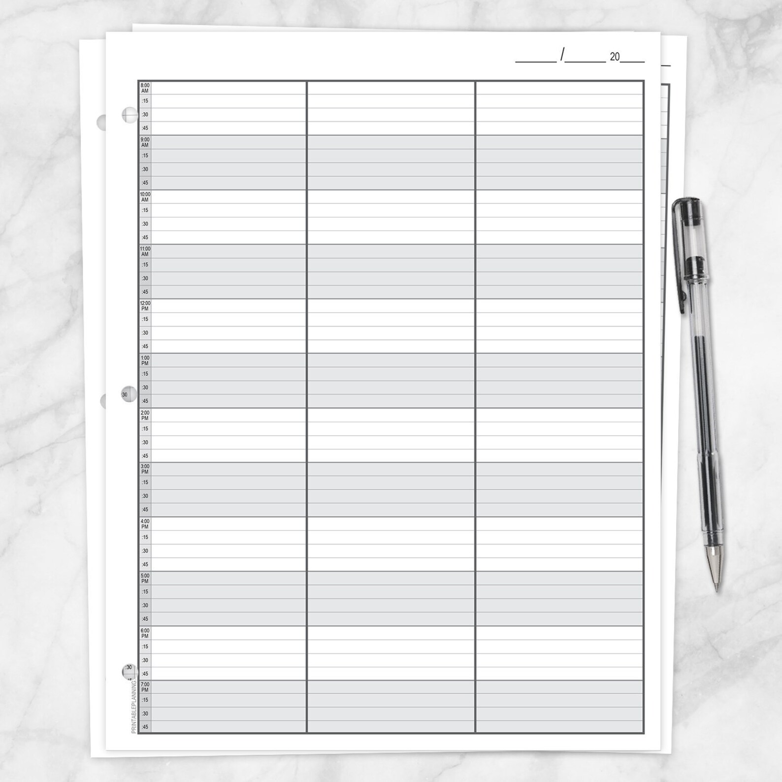Printable Schedule Sheet, Front Back Appointment Sheet With 3 Columns ...