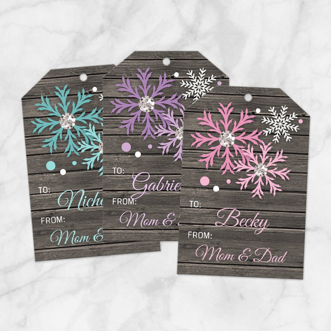 Printable Rustic Snowflake Gift Tags Personalized 3 Colors - Etsy