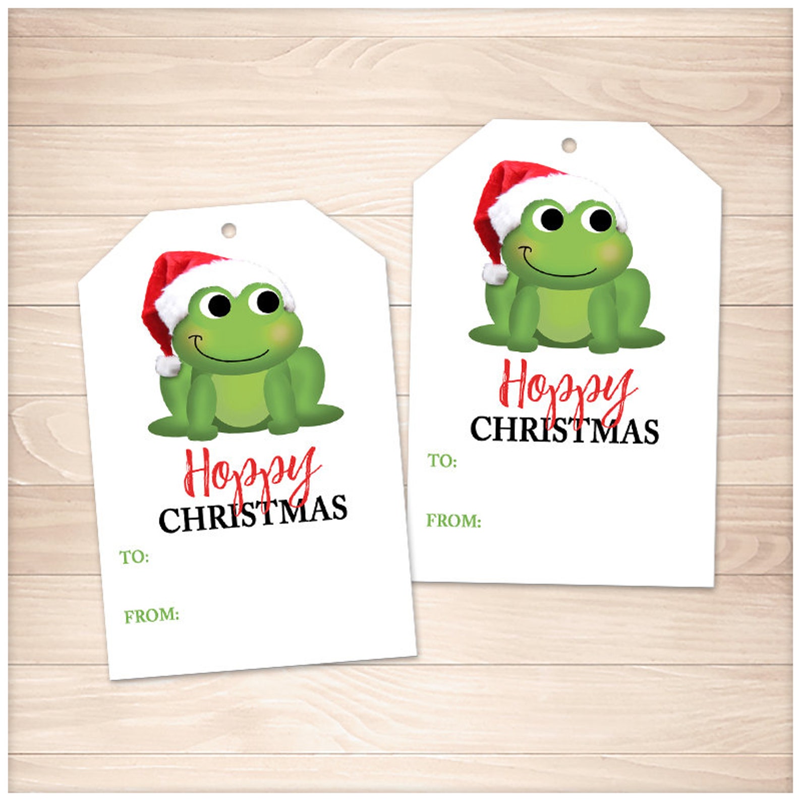 Printable Frog Gift Tags Cute Santa Hat Frog Hoppy Christmas - Etsy