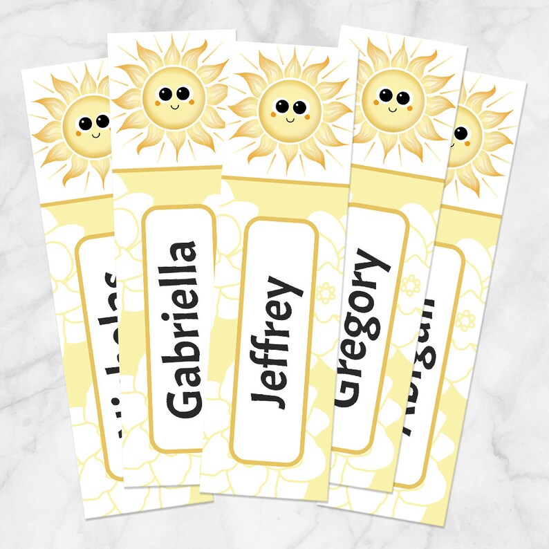 Printable Personalized Sun Bookmarks, Cute Happy Sunshine, School ...