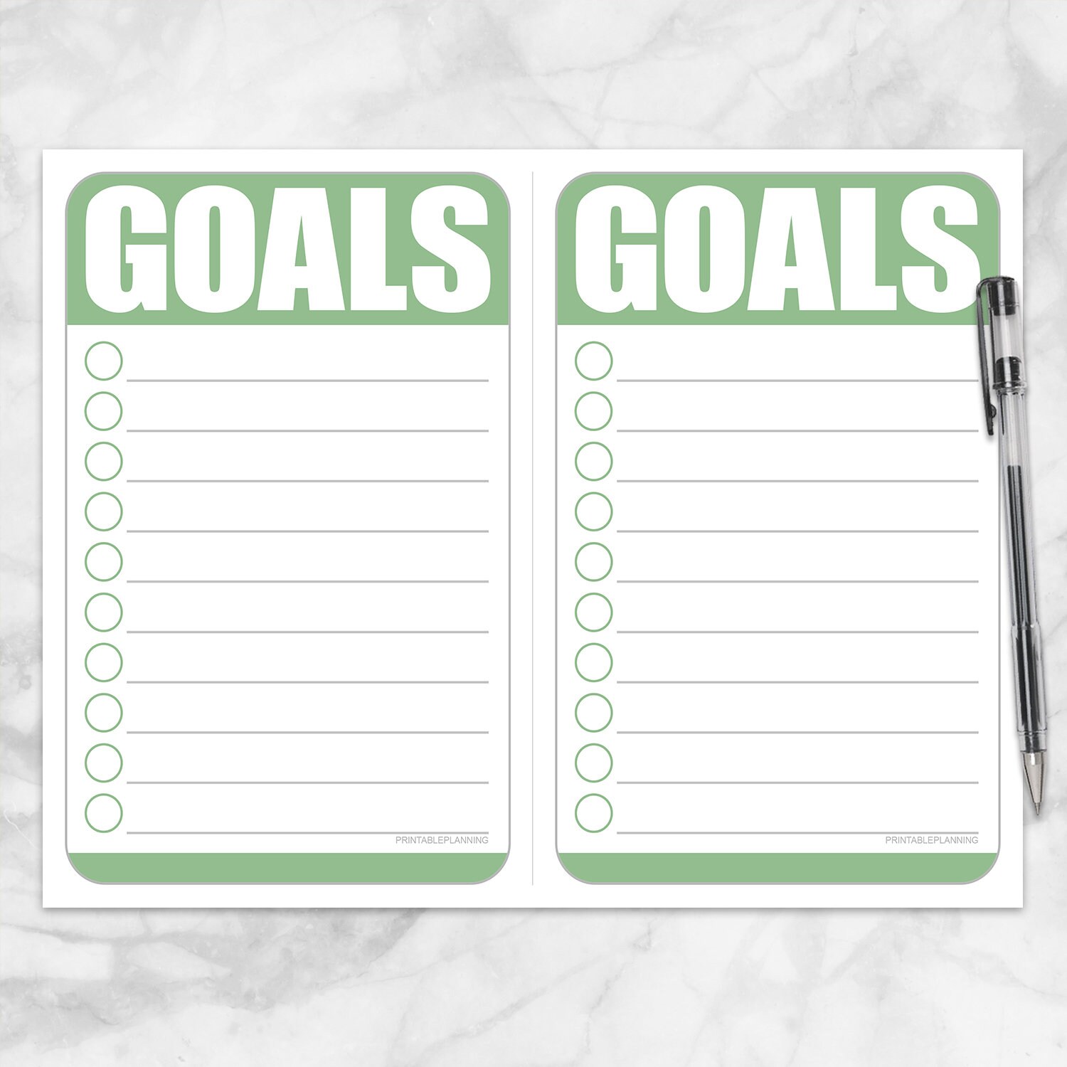 Printable Goals Checklist, Green Full Page and Half Page, Daily Weekly ...