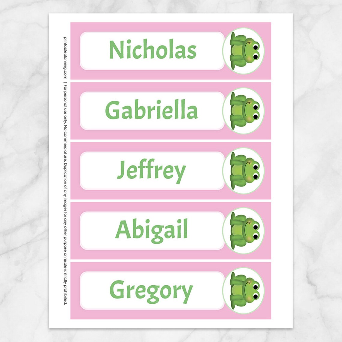 Printable Personalized Frog Bookmarks - BUNDLE Blue Pink and Green ...