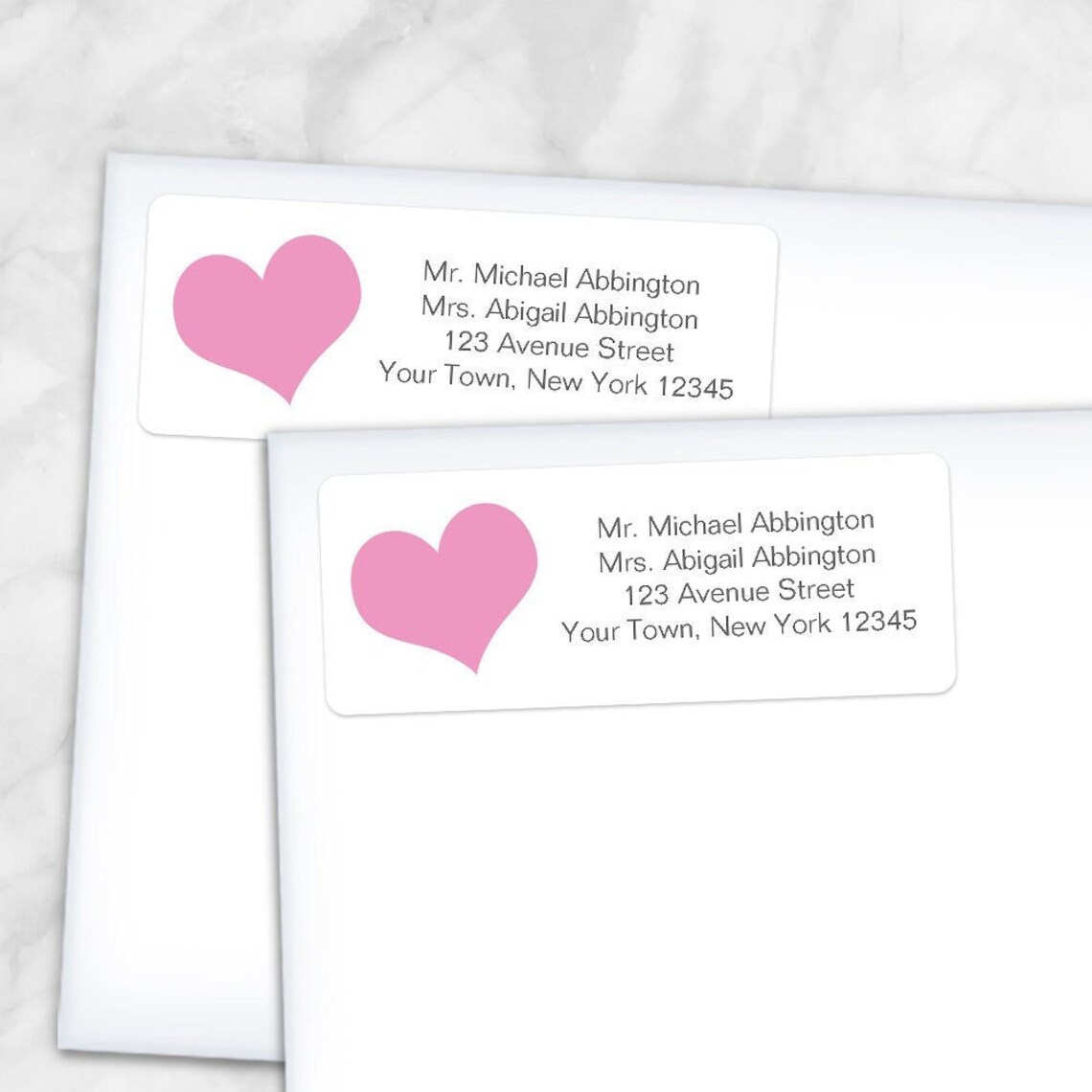 Printable Pink Heart Address Labels - Gray Pink Personalized 2 5/8" X 1 ...