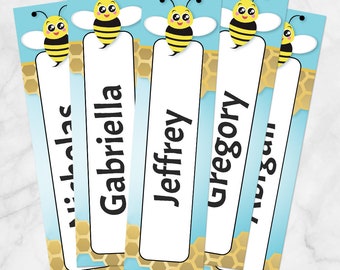 Printable Cute Bee Bookmarks, Personalized, Honeycomb, School Student ...