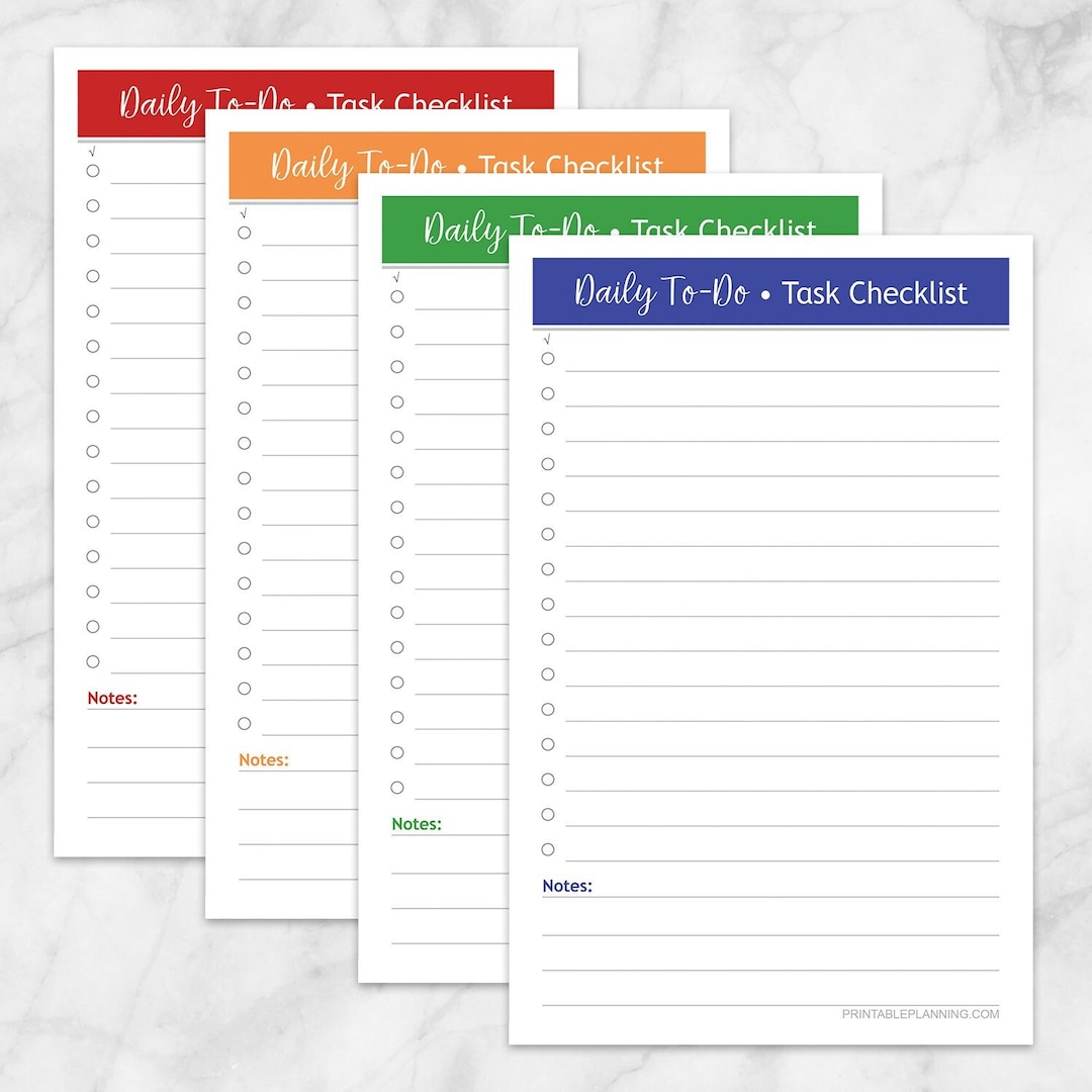 Printable Daily To-do Task Checklists - Half Page, 2 per Page - 4 ...