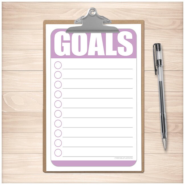 Printable Goals Checklist Purple Full Page and Half Page - Etsy