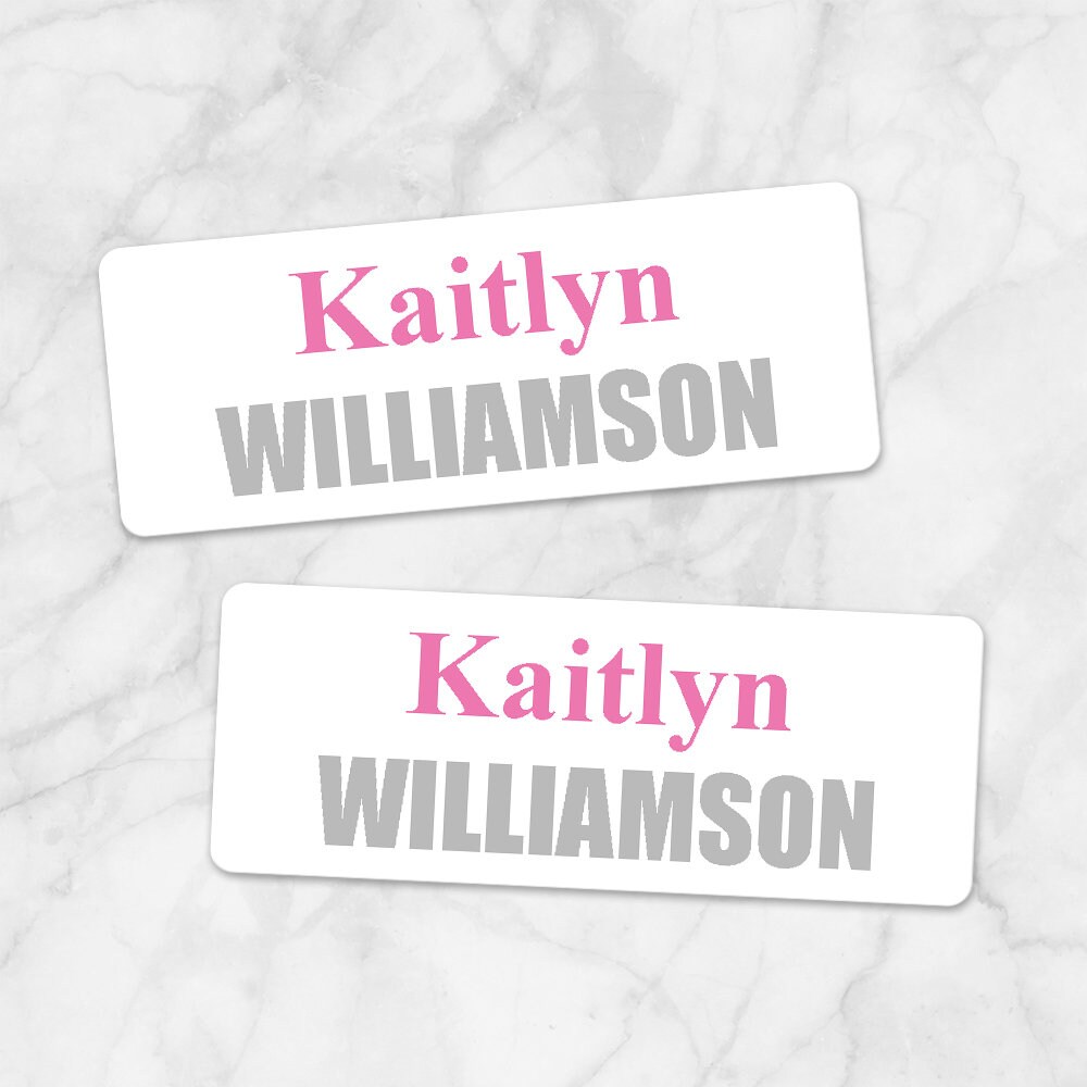 Printable Name Labels PINK for School Supplies - Personalized 2 5/8" X ...