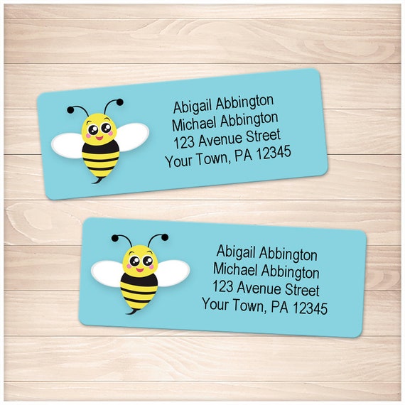 Printable Bee Address Labels Cute Turquoise Bee | Etsy