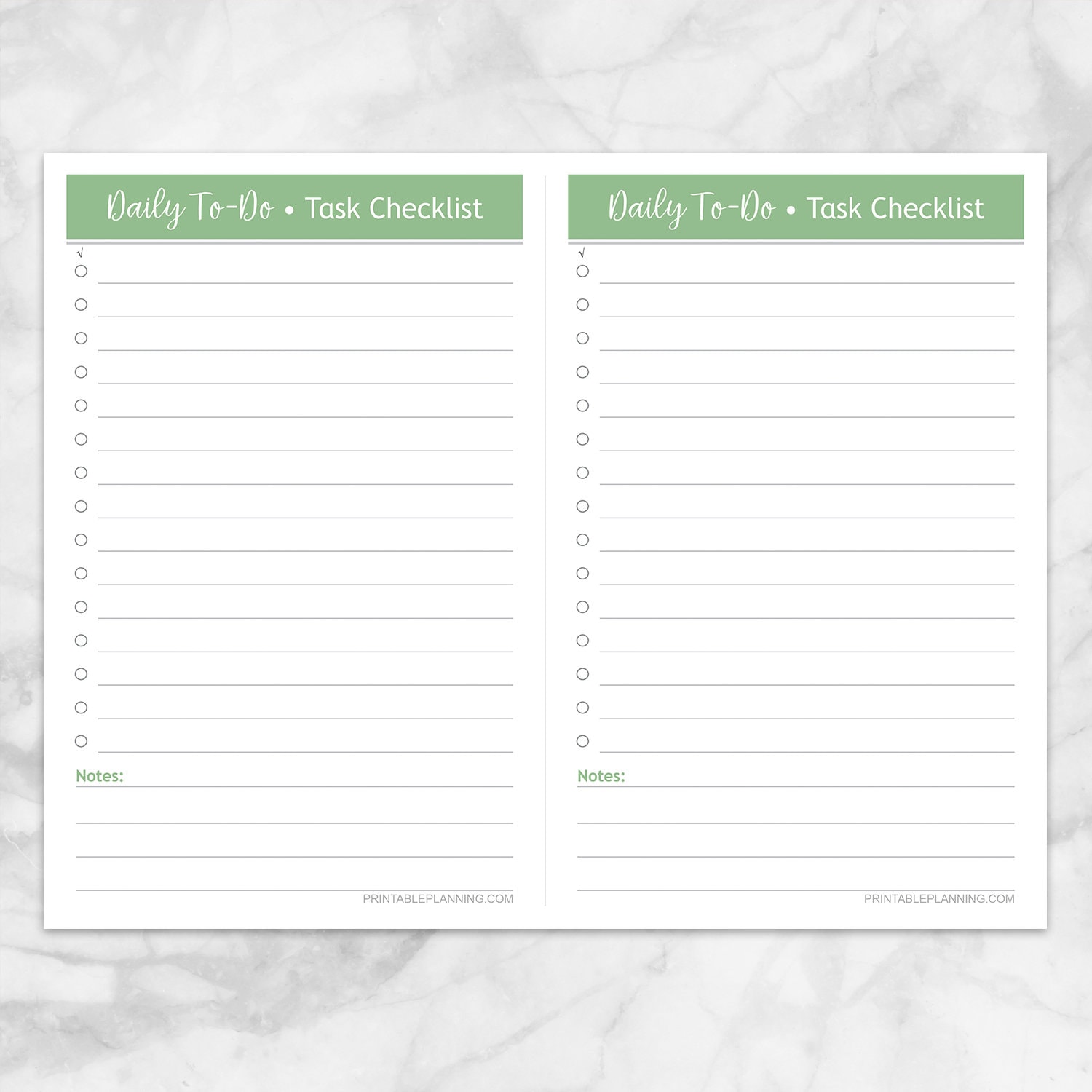 Printable Daily To-do Task Checklists, Half Page, 2 per Page, 4 Simple ...
