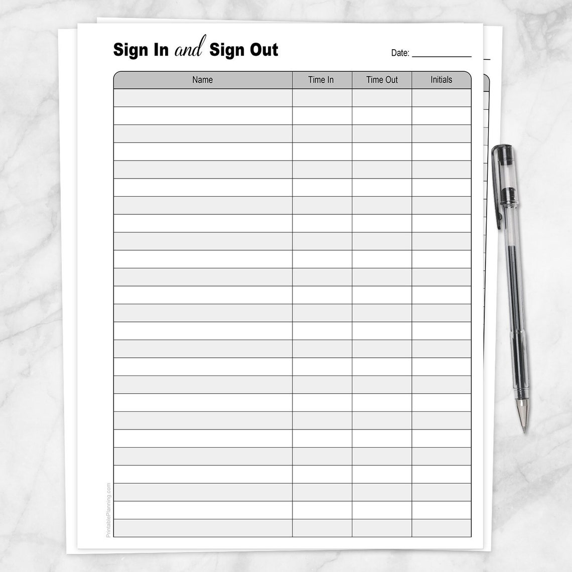 Printable Sign in Sign Out Sheet, Time in Time Out Guest or Visitor ...