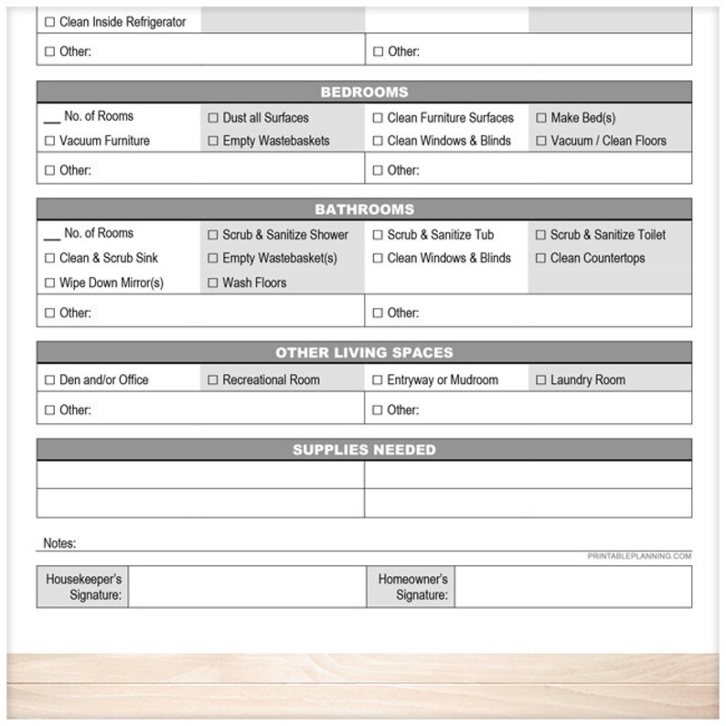 Printable Housekeeping Log Cleaning Service Detailed - Etsy