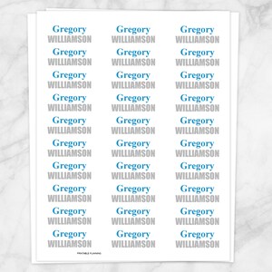 Printable Name Labels BLUE for School Supplies - Personalized 2 5/8" X ...