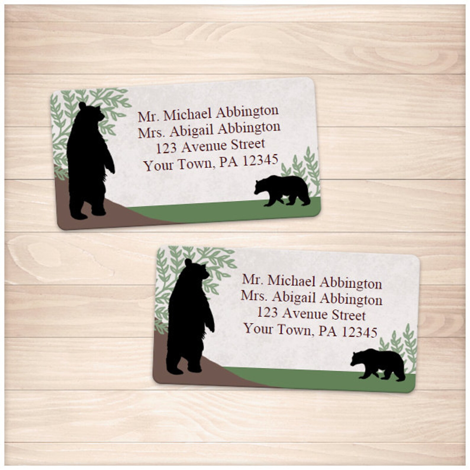 Printable Bear Address Labels Personalized Woodsy Bear - Etsy