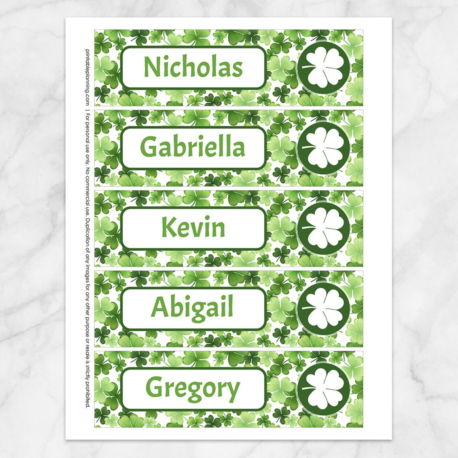 Printable Shamrock Bookmarks, Personalized, 4-leaf Clover St Patrick's ...