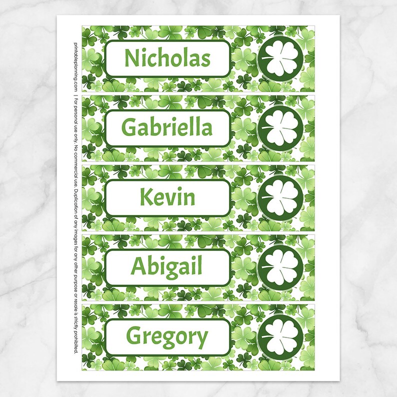 Printable Shamrock Bookmarks, Personalized, 4-leaf Clover St Patrick's ...