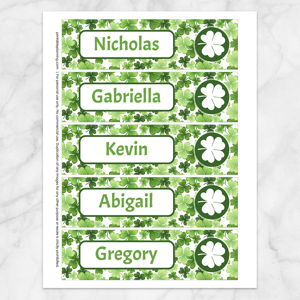 Printable Shamrock Bookmarks, Personalized, 4-leaf Clover St Patrick's ...