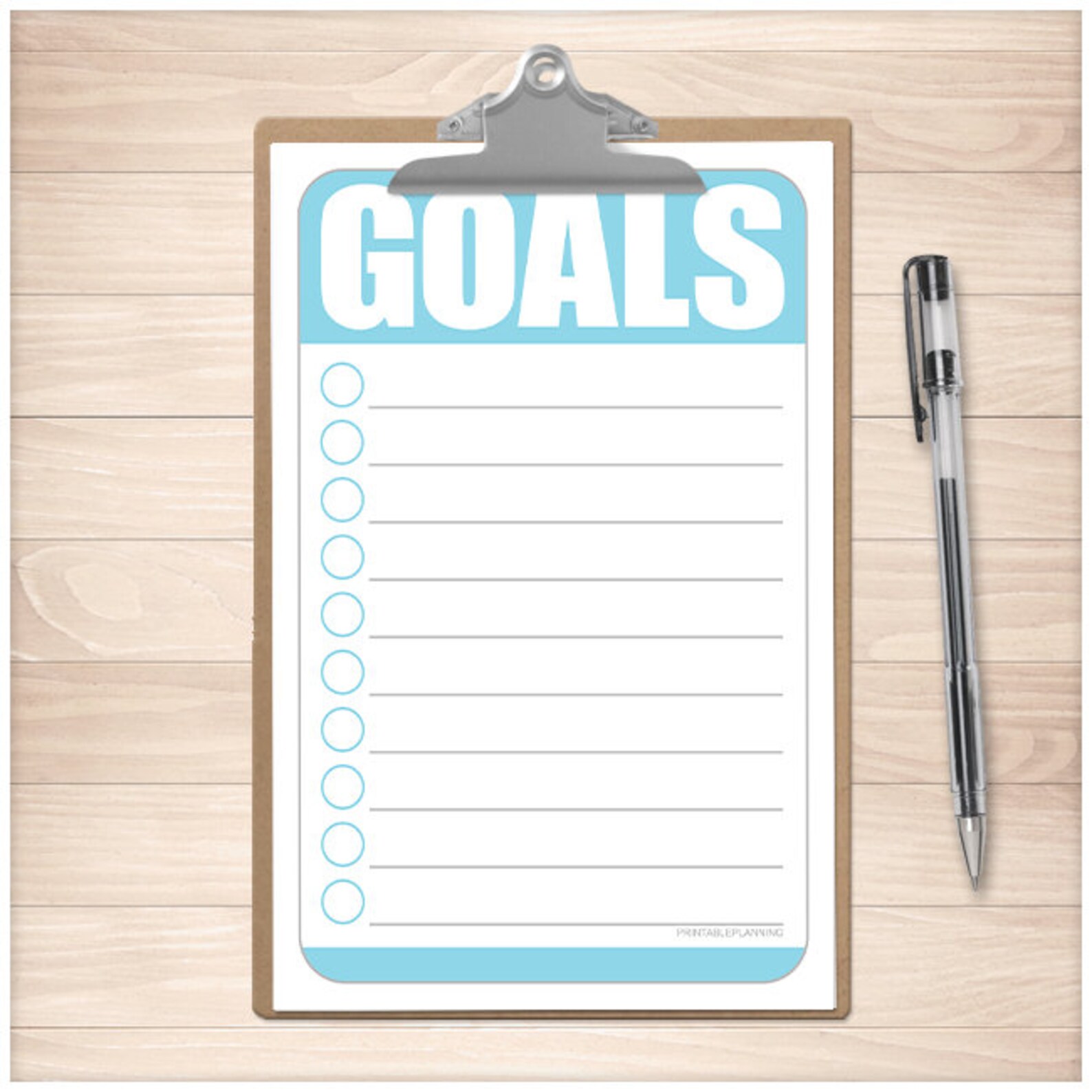 Printable Goals Checklist Blue Full Page and Half page | Etsy