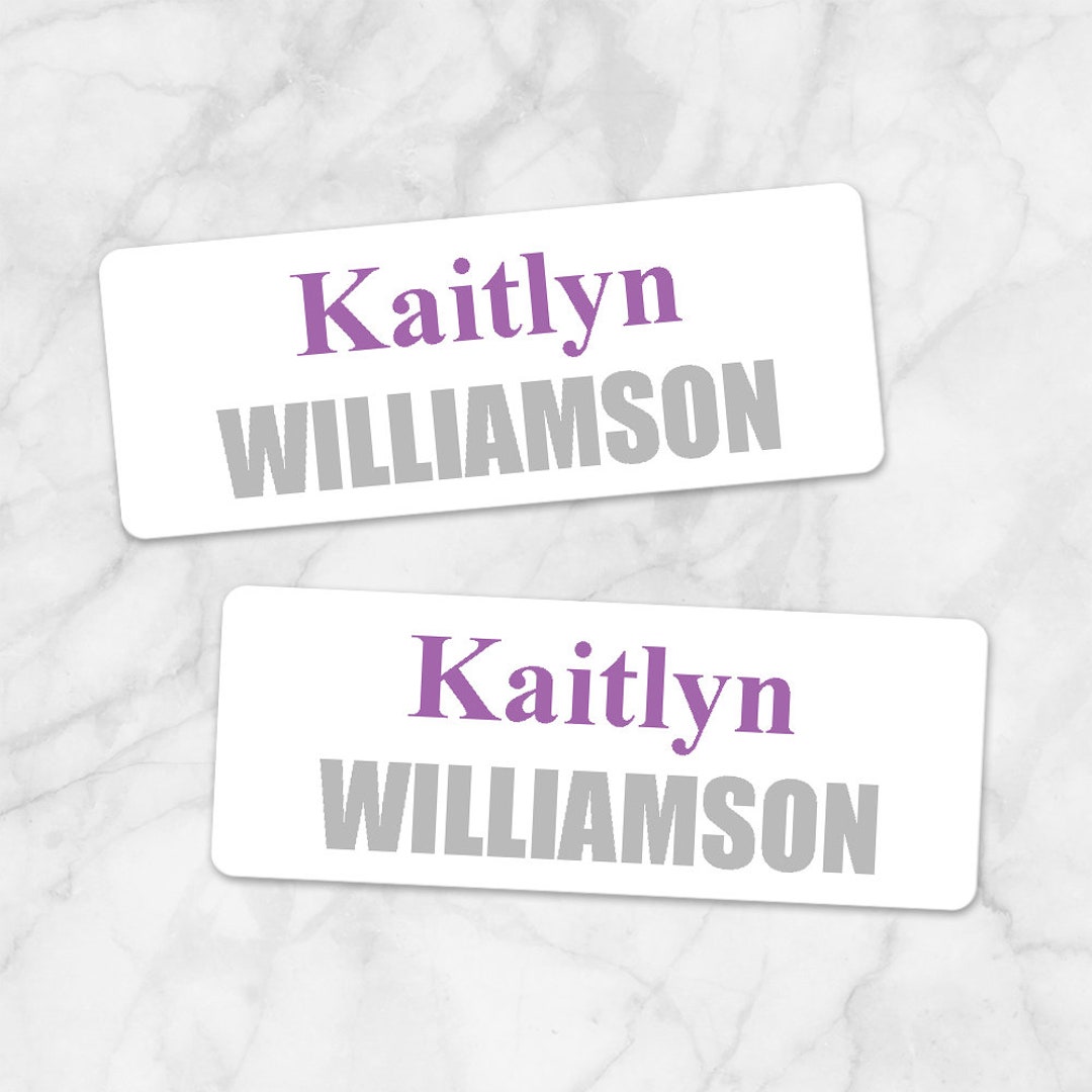 Printable Name Labels PURPLE for School Supplies Personalized 2 5/8 X 1 ...