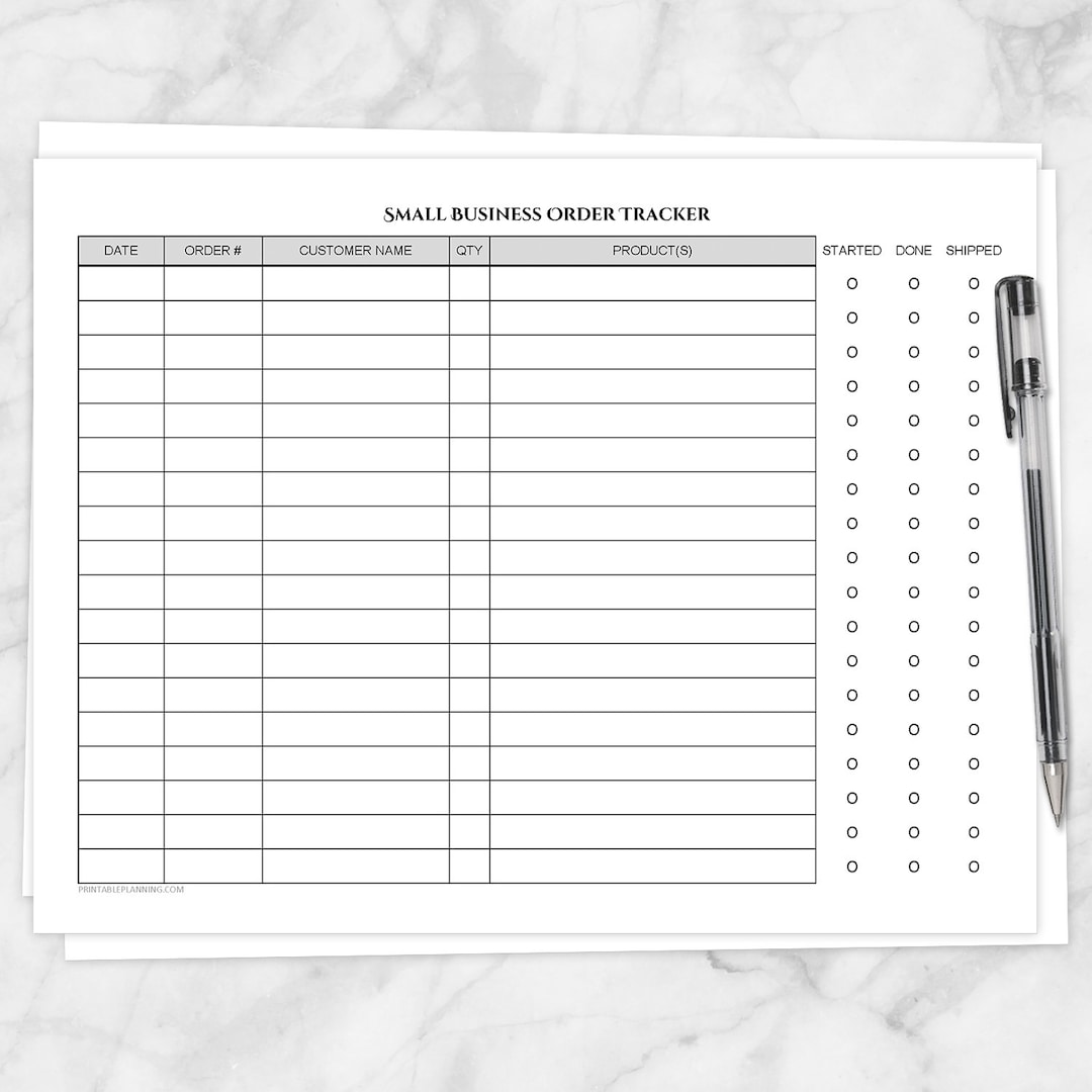 Printable Small Business Order Tracker Pages, Clean and Simple, Order ...