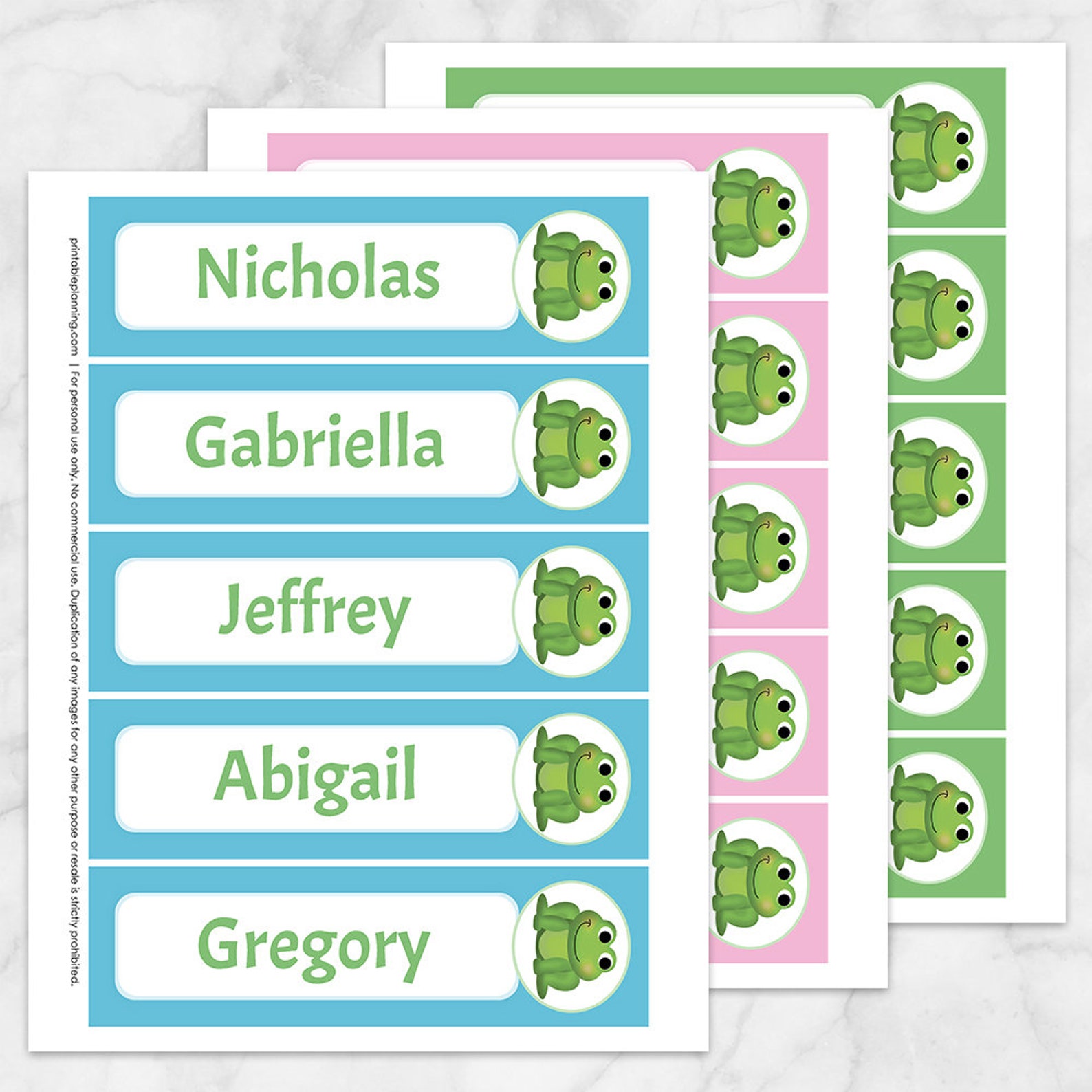 Printable Personalized Frog Bookmarks - BUNDLE Blue Pink and Green ...