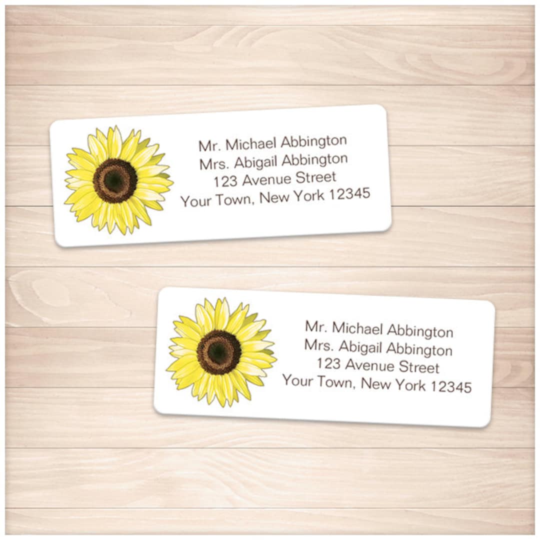 Printable Sunflower Address Labels Yellow Bright Happy Floral - Etsy