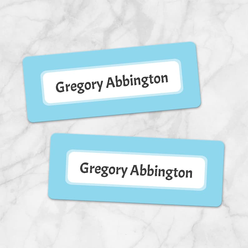 Printable Blue Name Labels for School Supplies - Personalized 2 5/8" X ...