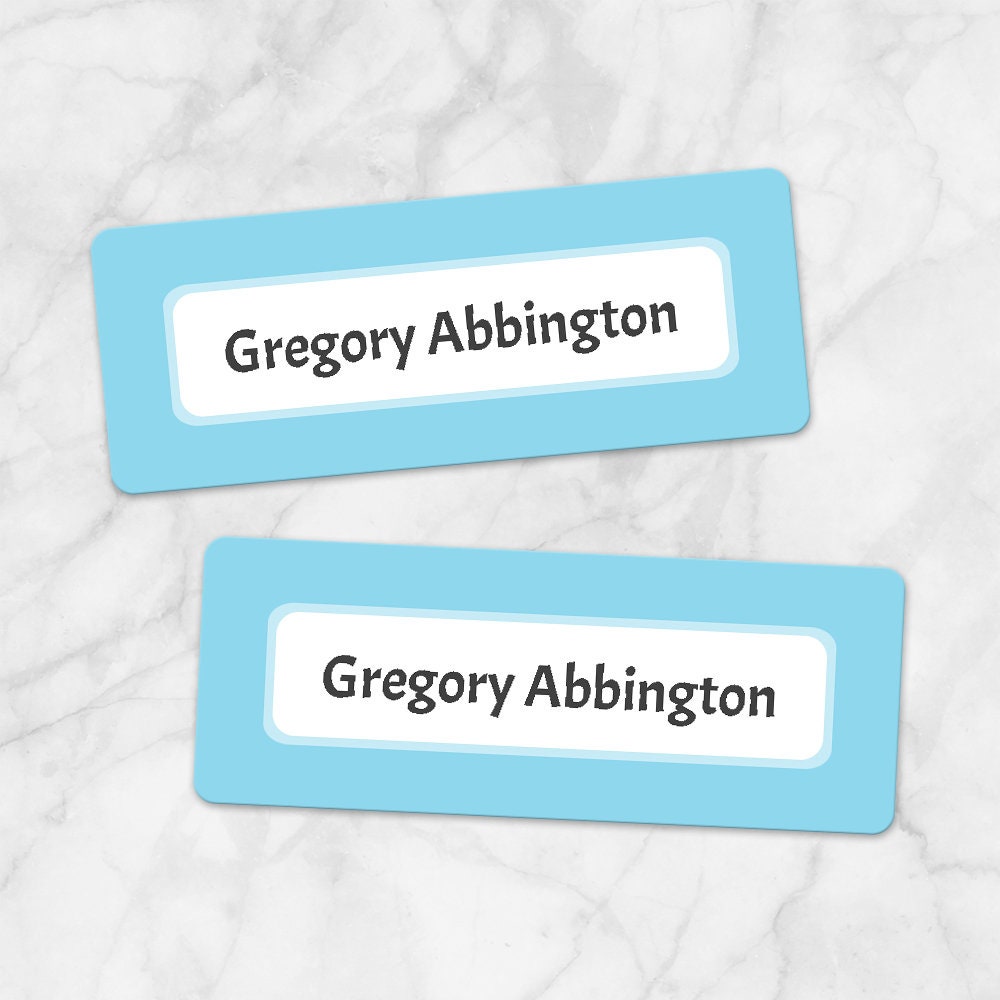 Printable Blue Name Labels for School Supplies - Personalized 2 5/8" X ...