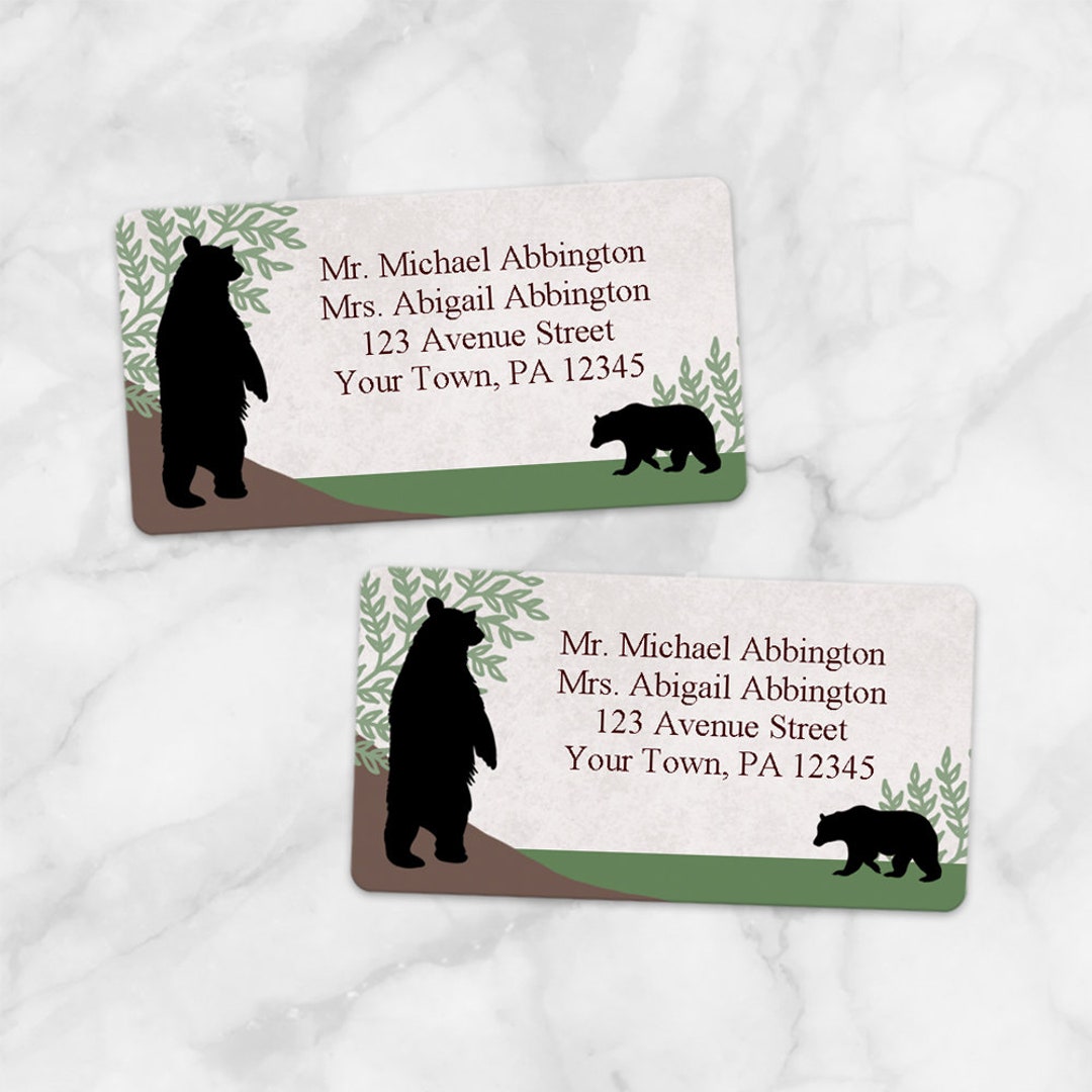 Printable Bear Address Labels - Personalized Woodsy Bear Design - 1 1/4 ...