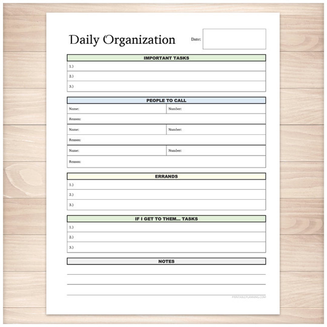 Printable Daily Task Sheet Full Page Organizer Clean and - Etsy