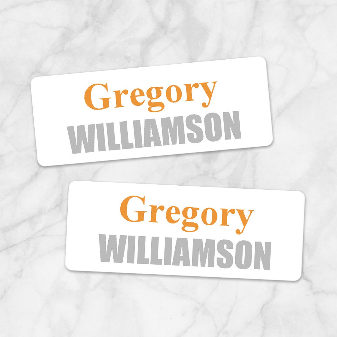 Printable Name Labels ORANGE for School Supplies - Personalized 2 5/8 ...