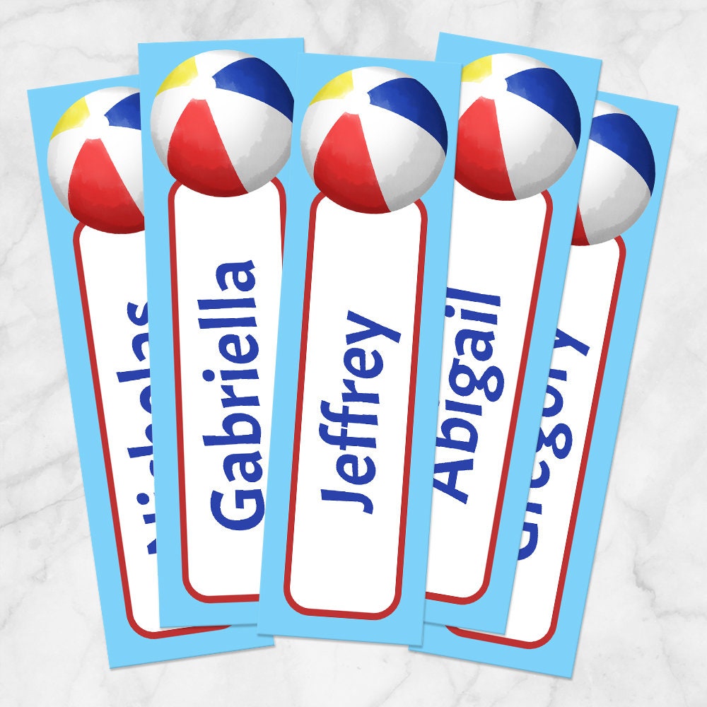 Printable Personalized Beach Ball Bookmarks, Summer Reading Gift ...