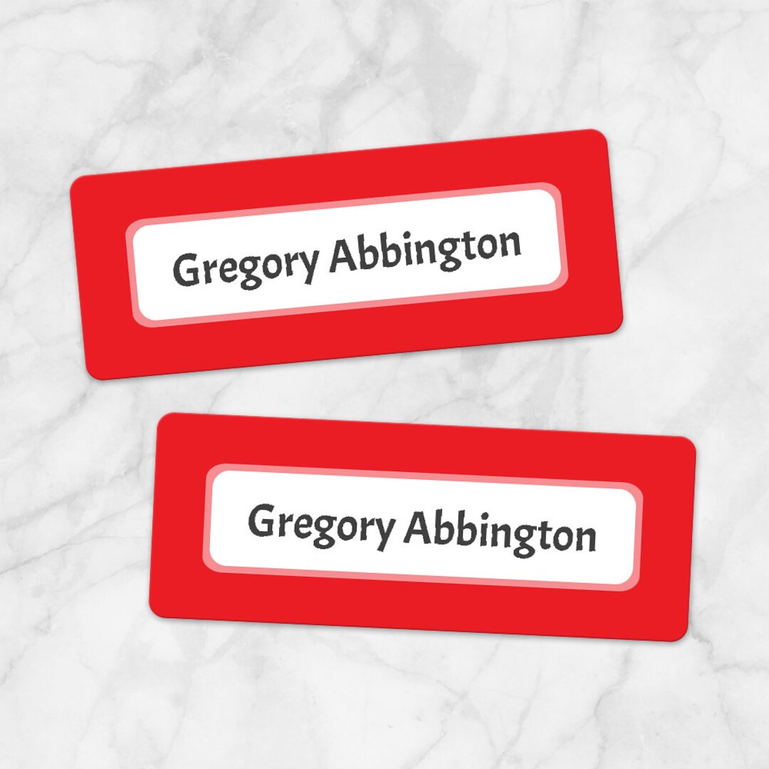 Printable Red Name Labels for School Supplies - Personalized 2 5/8" X 1 ...
