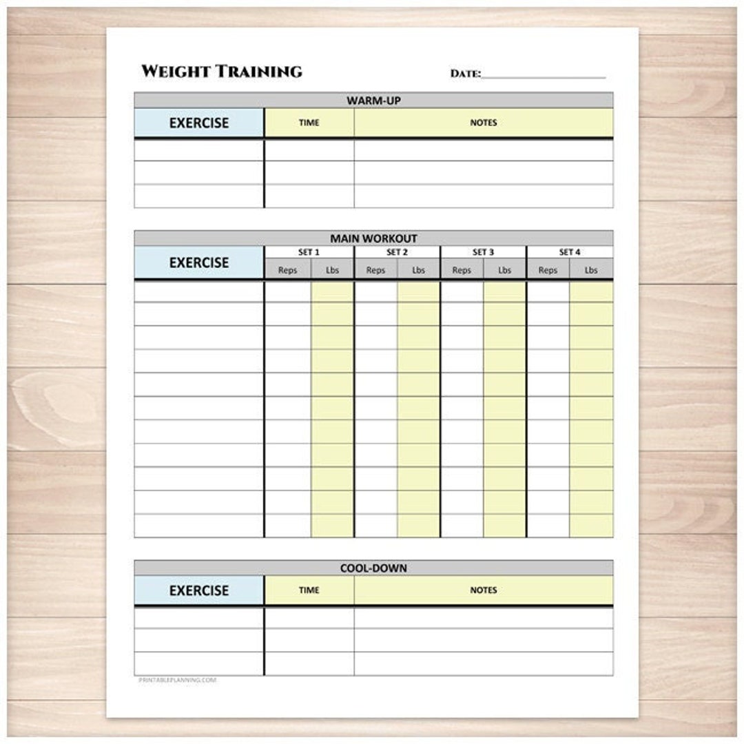 Printable Weight Training Daily Log Workout Tracking Sheet - Etsy