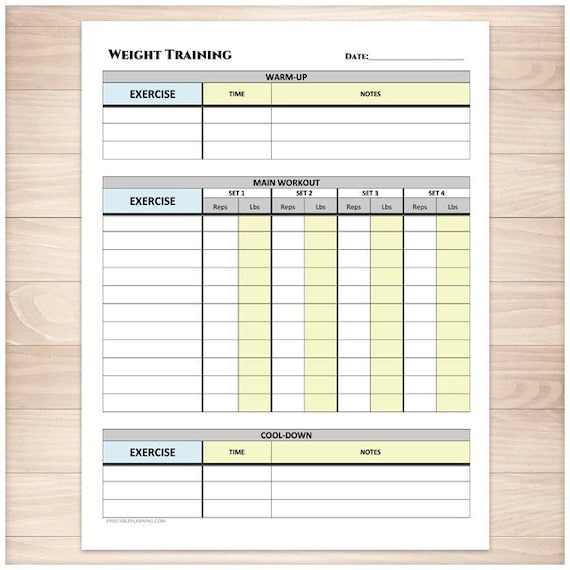 Printable Weight Training Daily Log Workout Tracking Sheet - Etsy