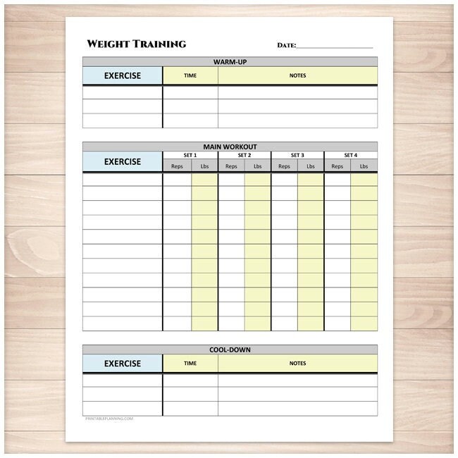 Printable Weight Training Daily Log Workout Tracking Sheet - Etsy Australia