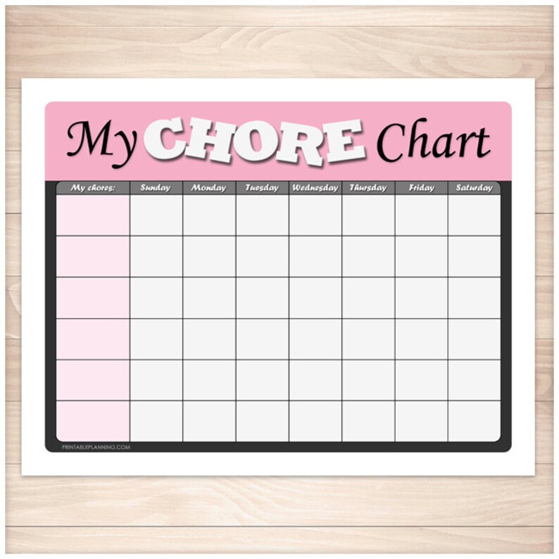 Printable Kids Chore Chart Pink Children's Daily Routine - Etsy
