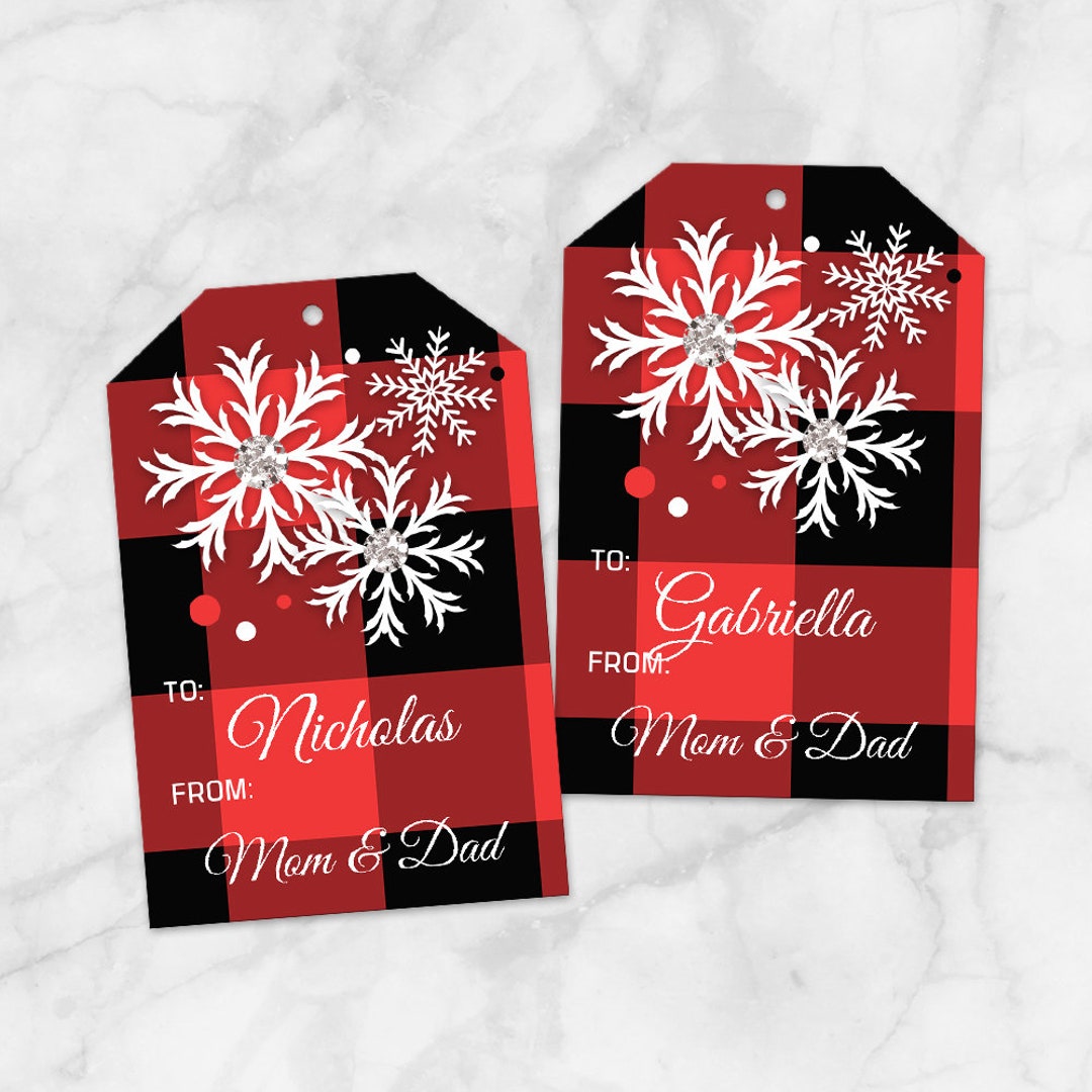 Printable Buffalo Plaid Gift Tags - Personalized - Rustic Red and Black ...