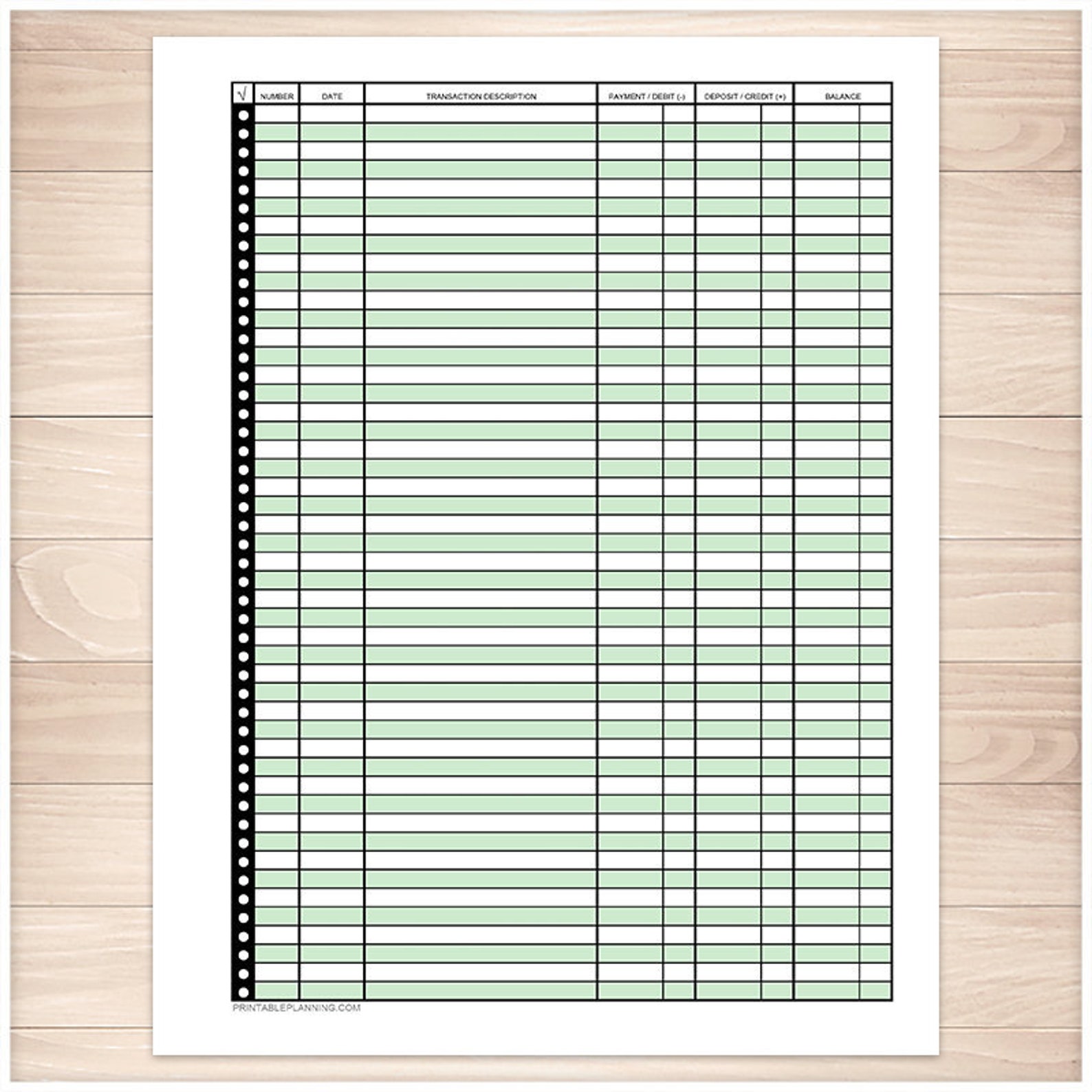 Printable Financial Transaction Register Green Transaction - Etsy