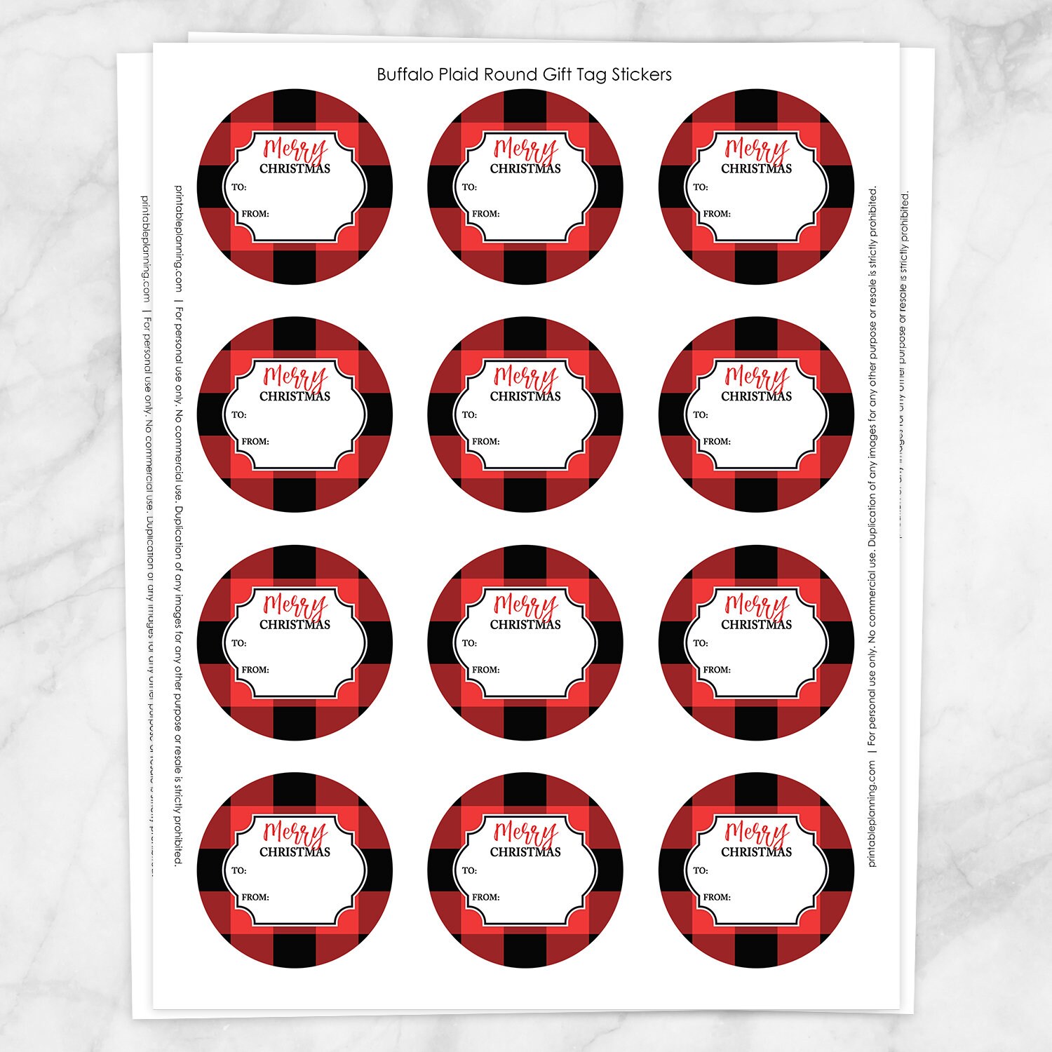 Printable Buffalo Plaid Gift Tag Stickers, Red and Black Buffalo Check ...