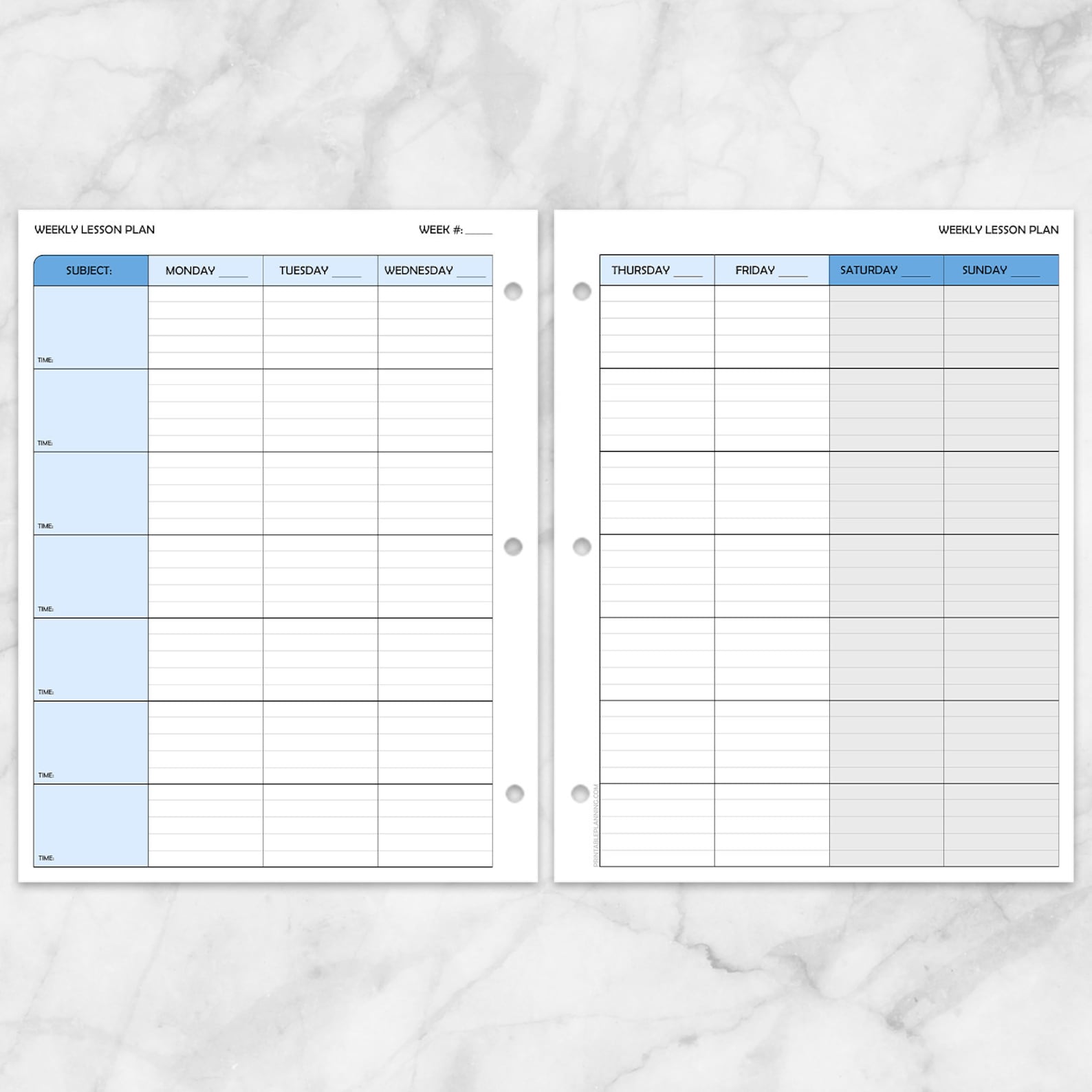 Printable Weekly Lesson Plan for Teachers, Blue School Planner Pages ...
