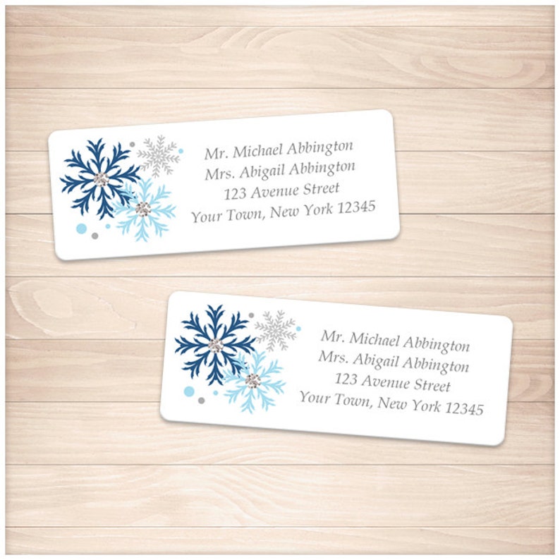 Printable Blue Snowflake Address Labels Winter Blue Gray - Etsy