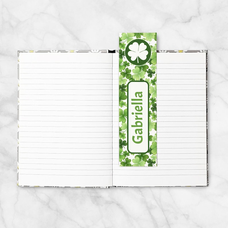 Printable Shamrock Bookmarks, Personalized, 4-leaf Clover St Patrick's ...