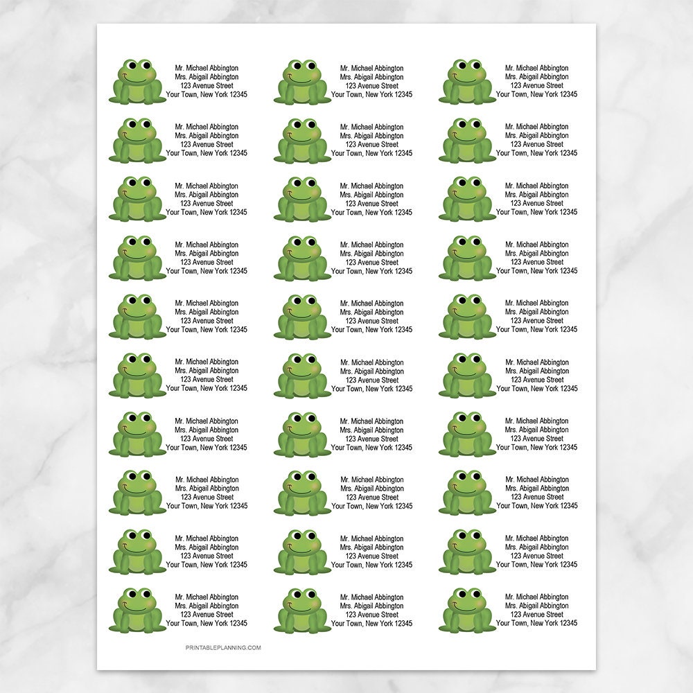 Printable Frog Address Labels - Adorable Green Froggy - Personalized 2 ...